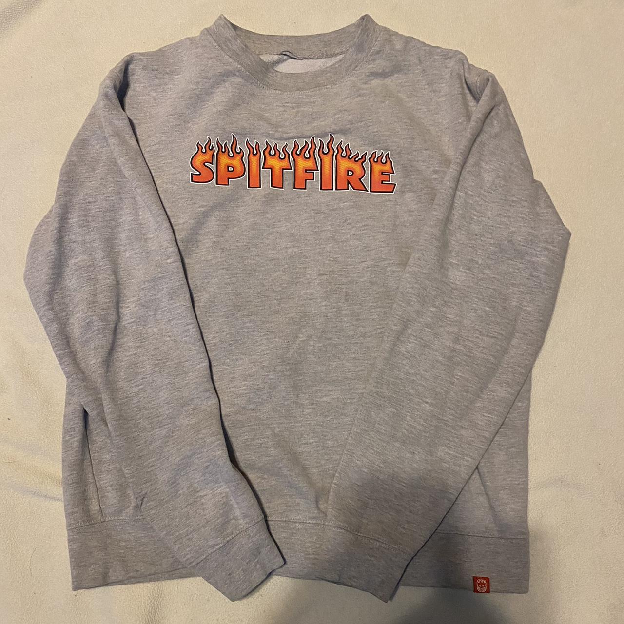 men’s spitfire crewneck sweatshirt grey small in... - Depop