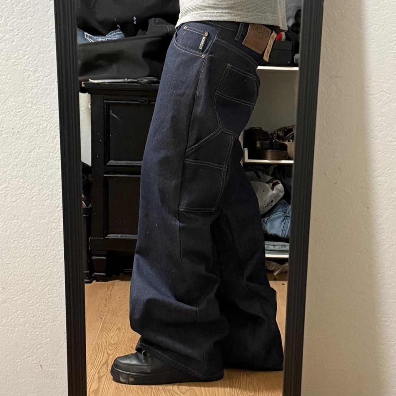 custom wide leg raw denim jeans DOUBLE... | Depop