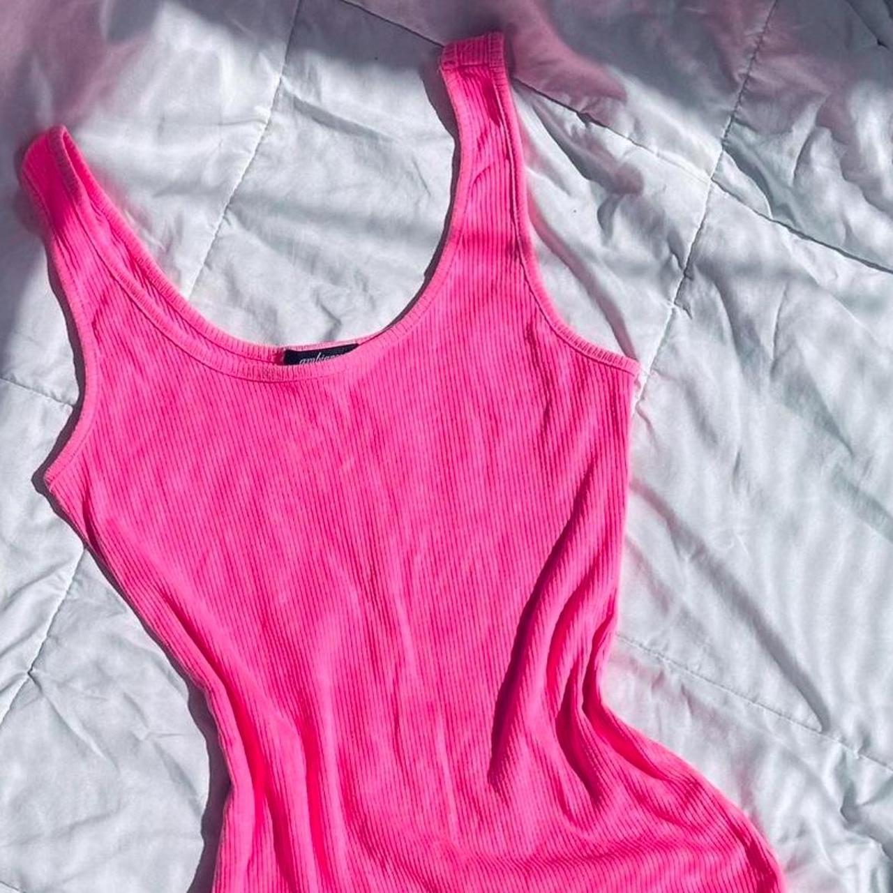 Neon Pink Bodycon Mini Dress - Depop