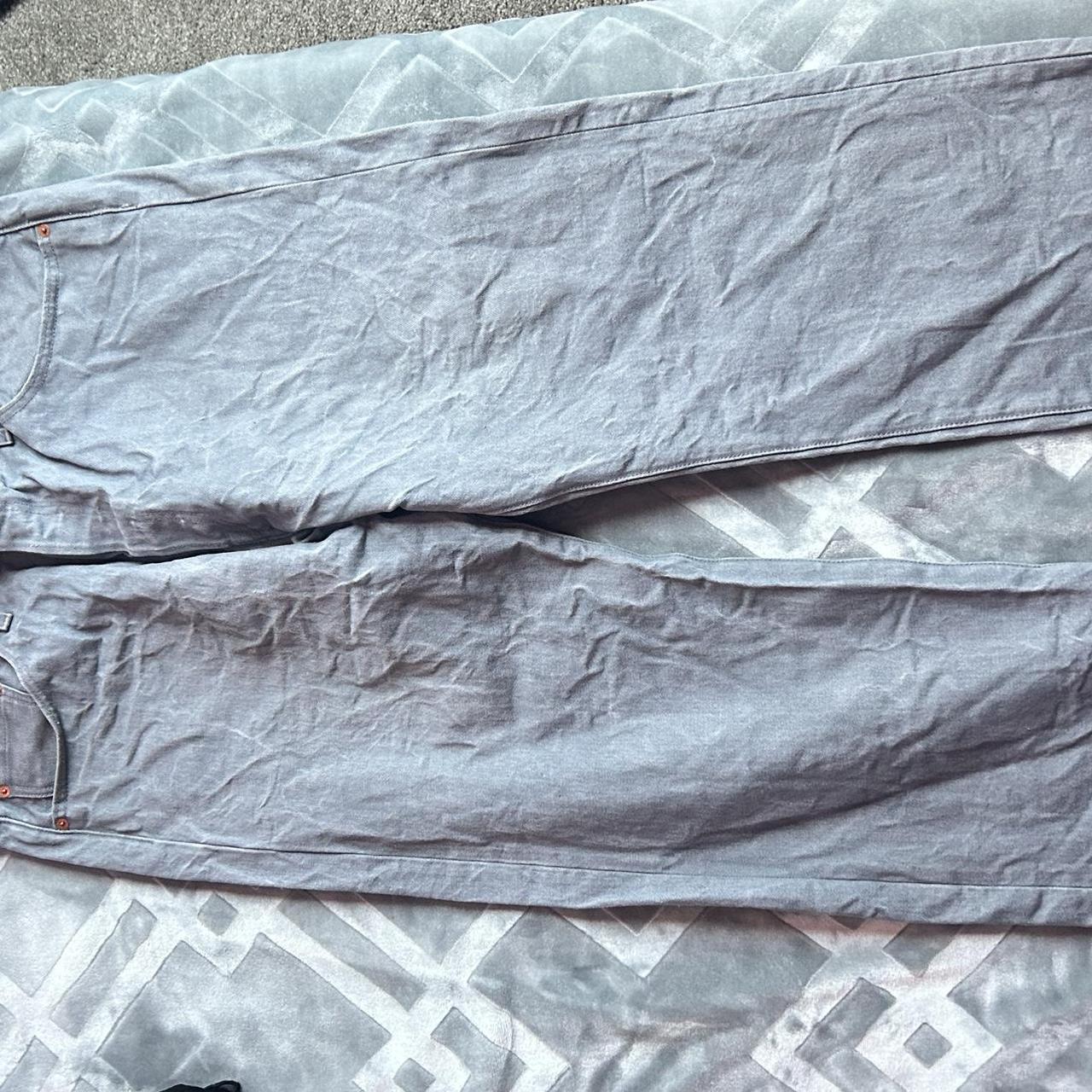 Levi gray 501’s straight jeans W42 L30 - Depop