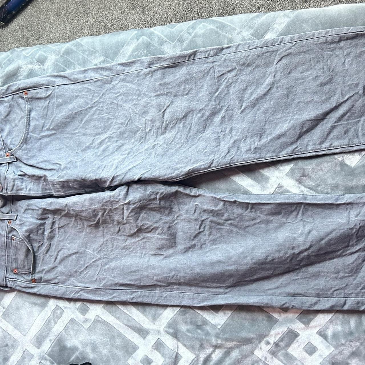 Levi gray 501’s straight jeans W42 L30 - Depop