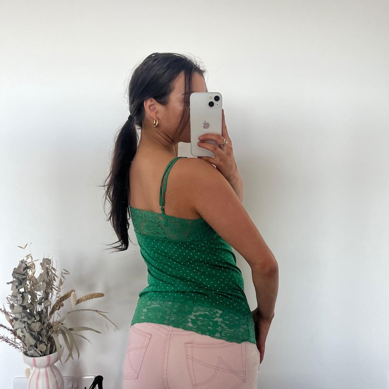 Women’s Green Polka Dot Cami Top Green Polka Dot... | Depop