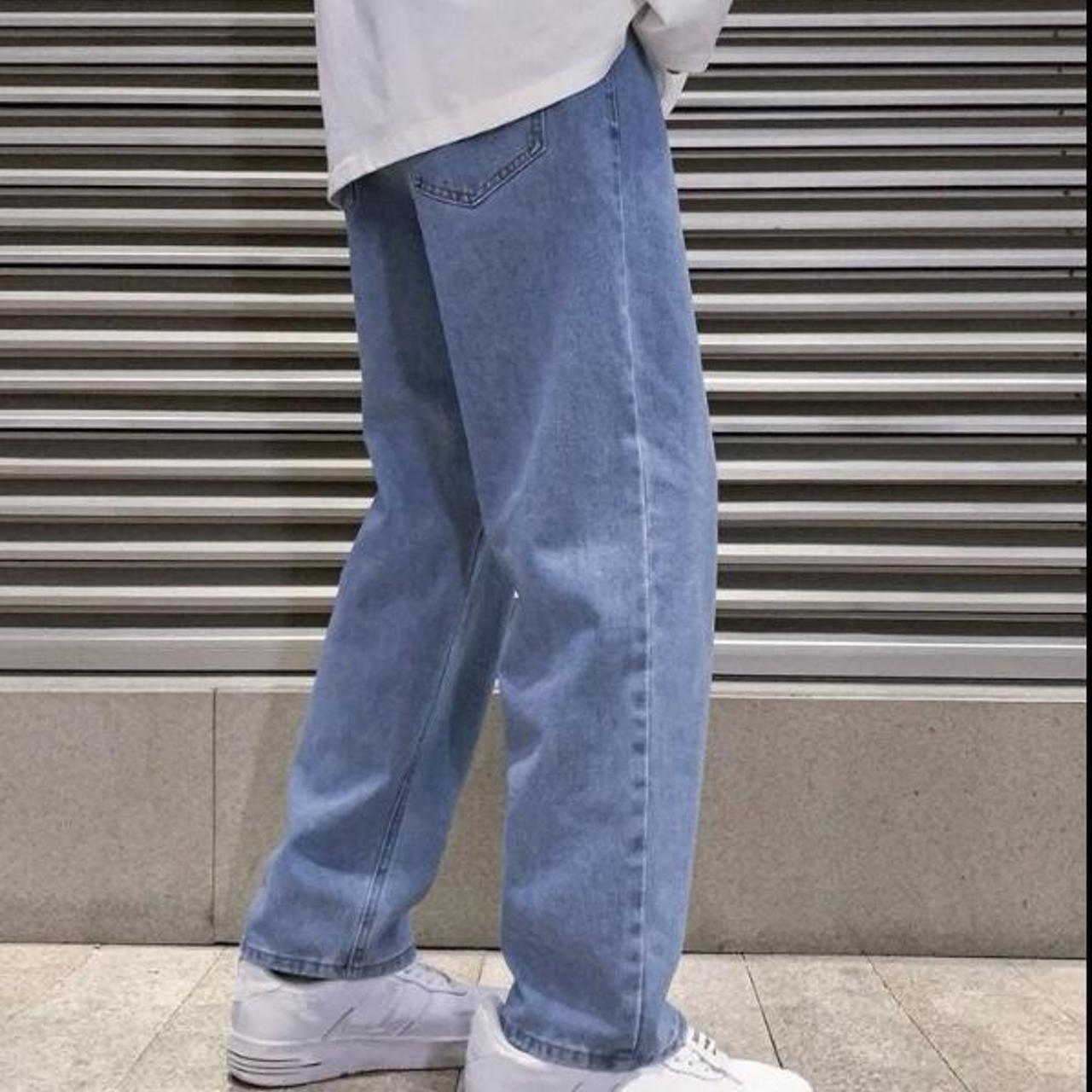 Men’s light blue wash loose baggy jeans good quality... - Depop