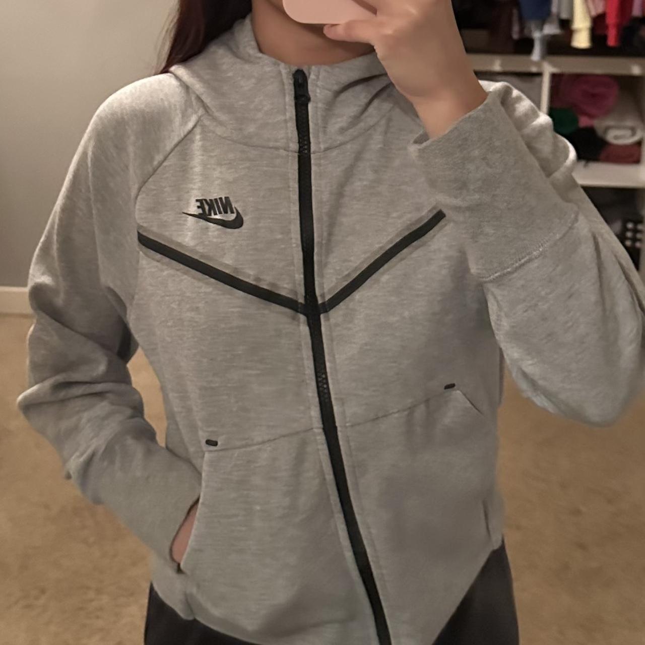 Grey Nike tech fleece hoodie! - youth medium -... - Depop