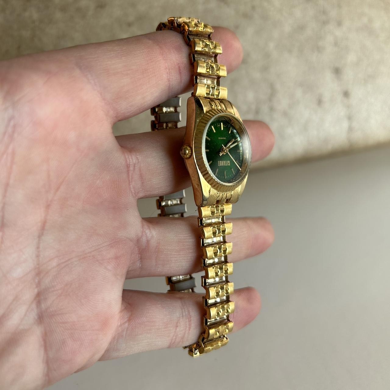 Gitano watch, gold and green, stretch - Depop