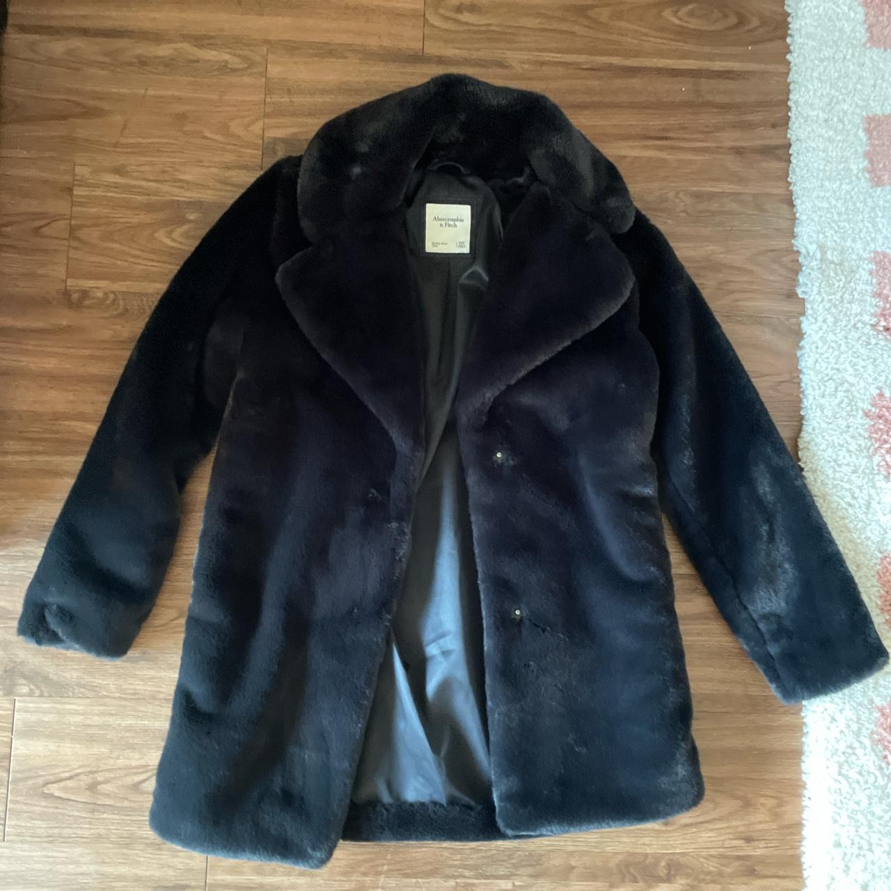 Black faux fur mid-length coat. Wore it twice - it’s... - Depop