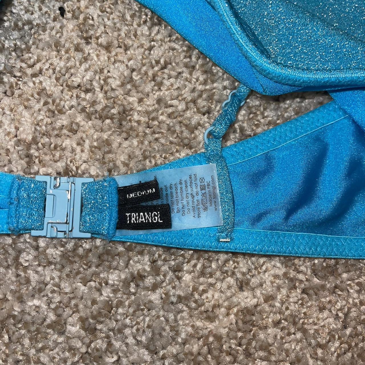 Sparkly light blue triangle bikini!! Only worn a few... - Depop