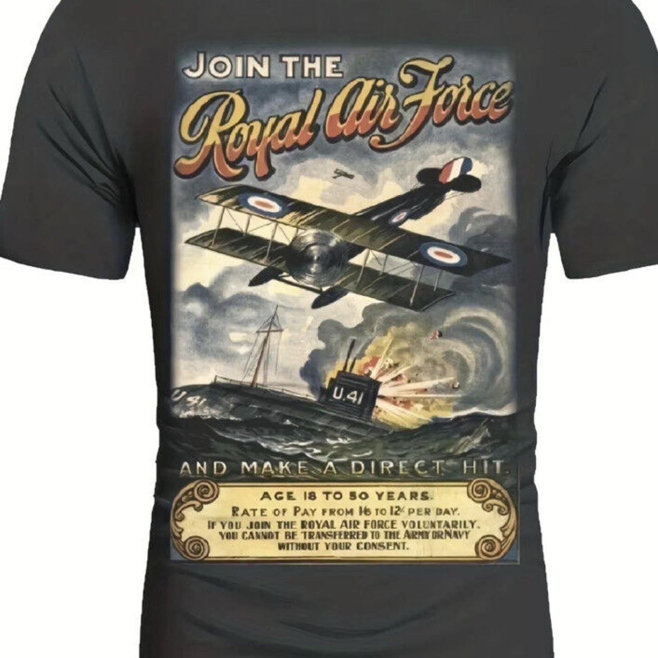 Grey "Join the RAF" aeroplane airshow t-shirt grey,... - Depop