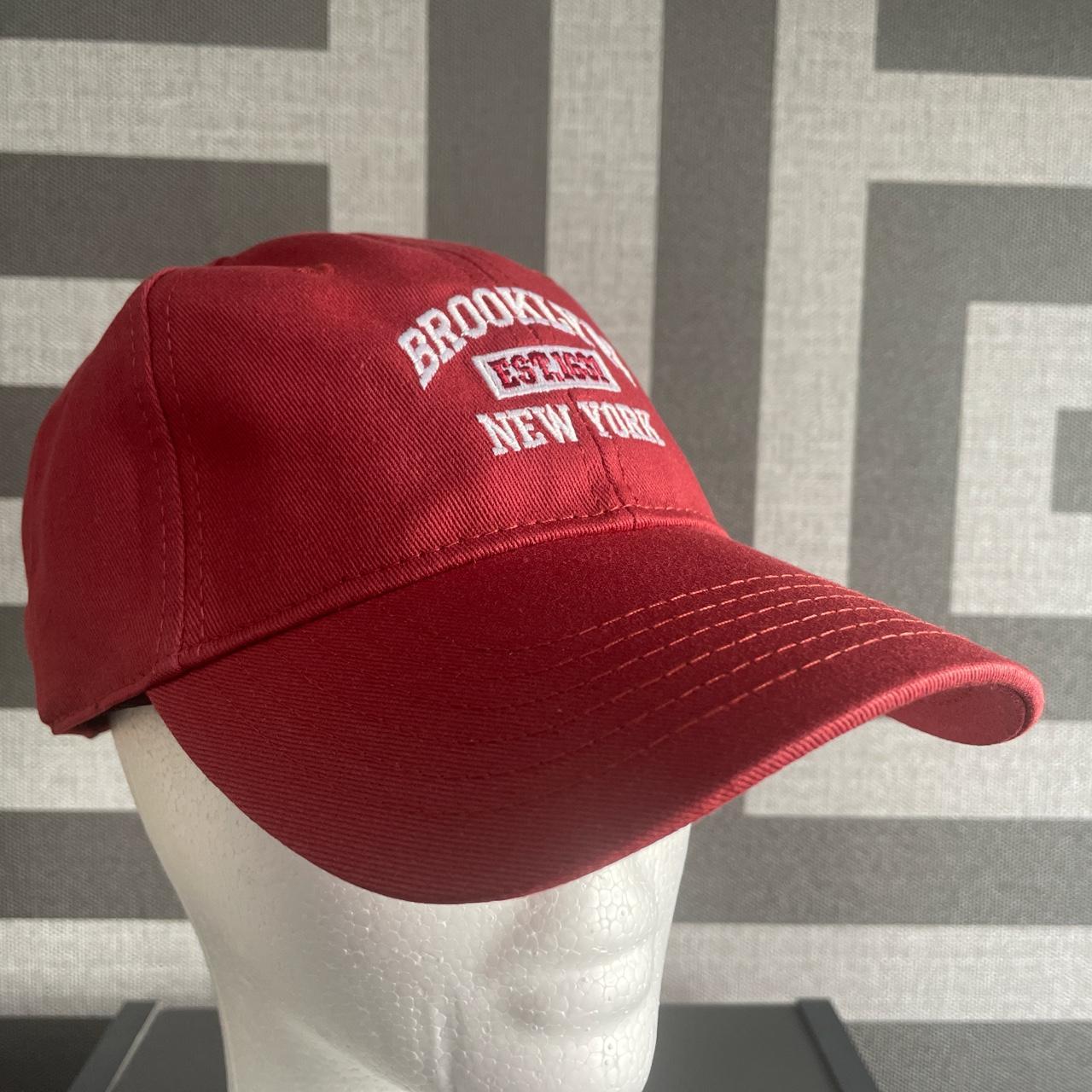 Red Brooklyn New York baseball cap, cotton SnapBack... - Depop