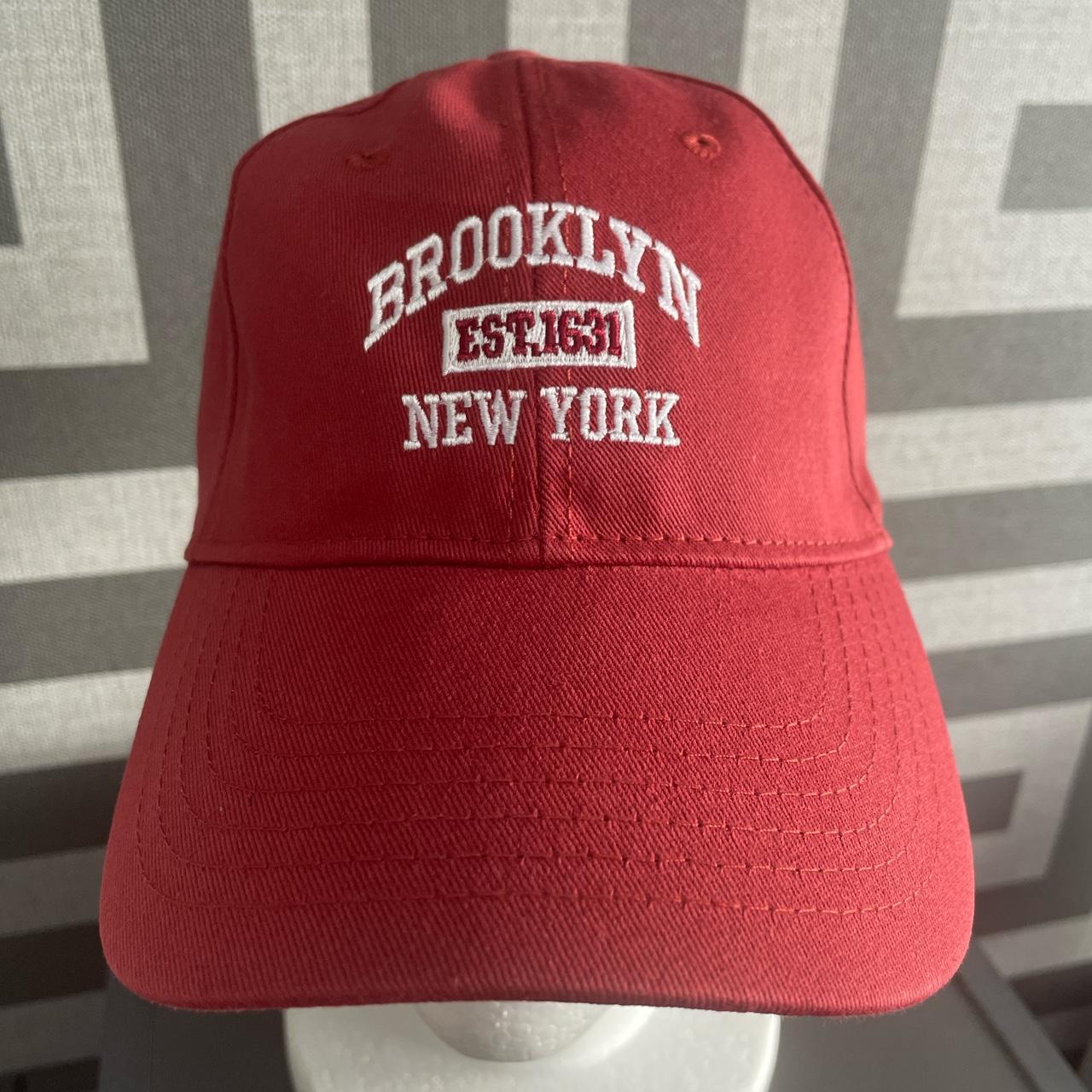 Red Brooklyn New York baseball cap, cotton SnapBack... - Depop
