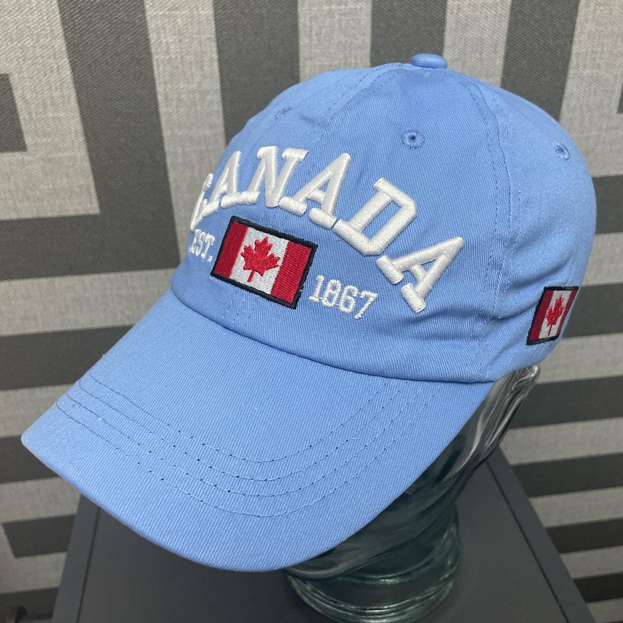 Blue Canada maple leaf cotton SnapBack baseball cap... - Depop