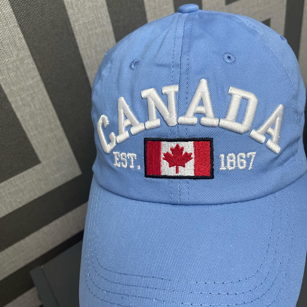 Blue Canada maple leaf cotton SnapBack baseball cap... - Depop