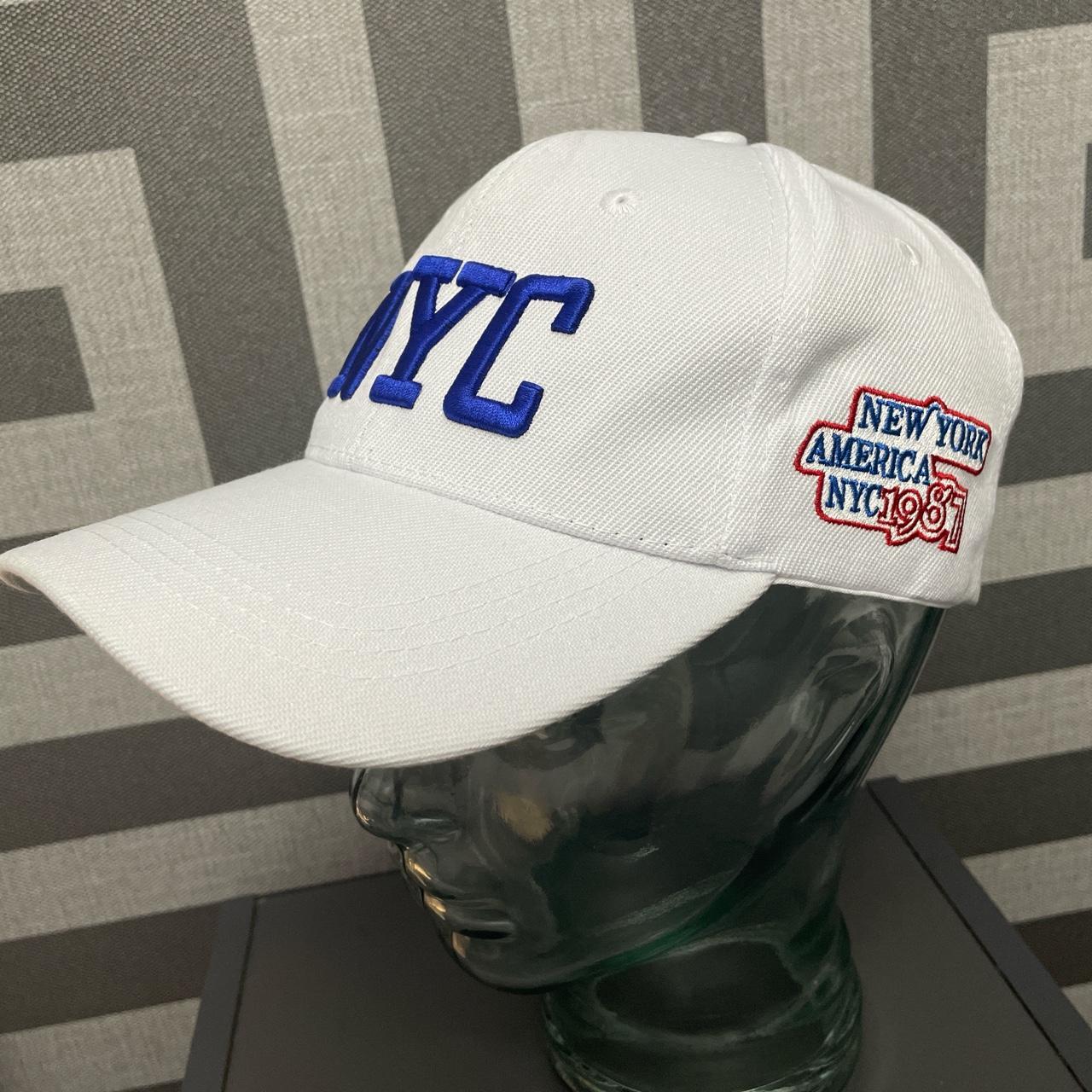 NYC white America baseball cap, SnapBack 1987 dad... - Depop
