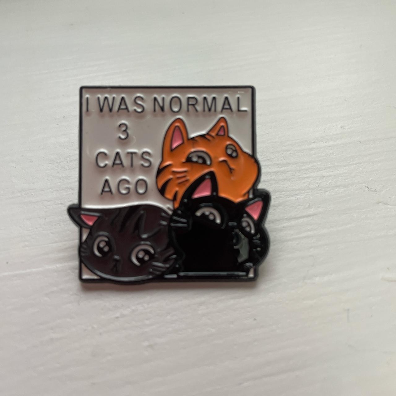 Brand new kitty cat enamel pin badge “I was normal 3... - Depop