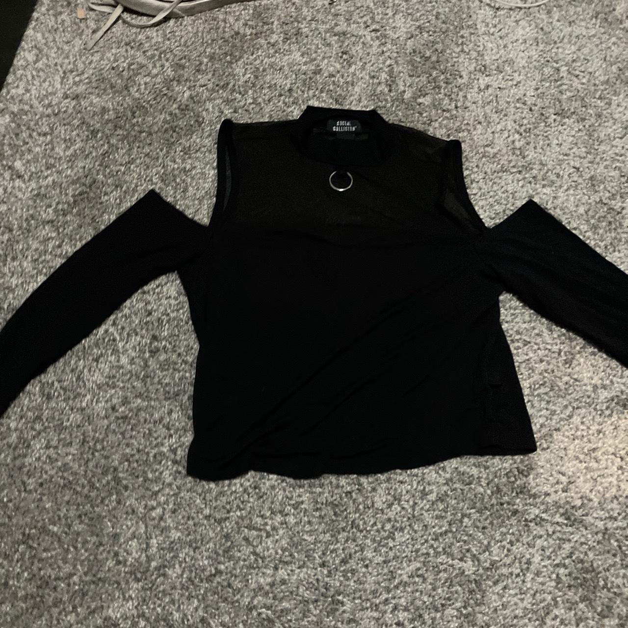 Shoulderless black hot topic gothic shirt long... - Depop