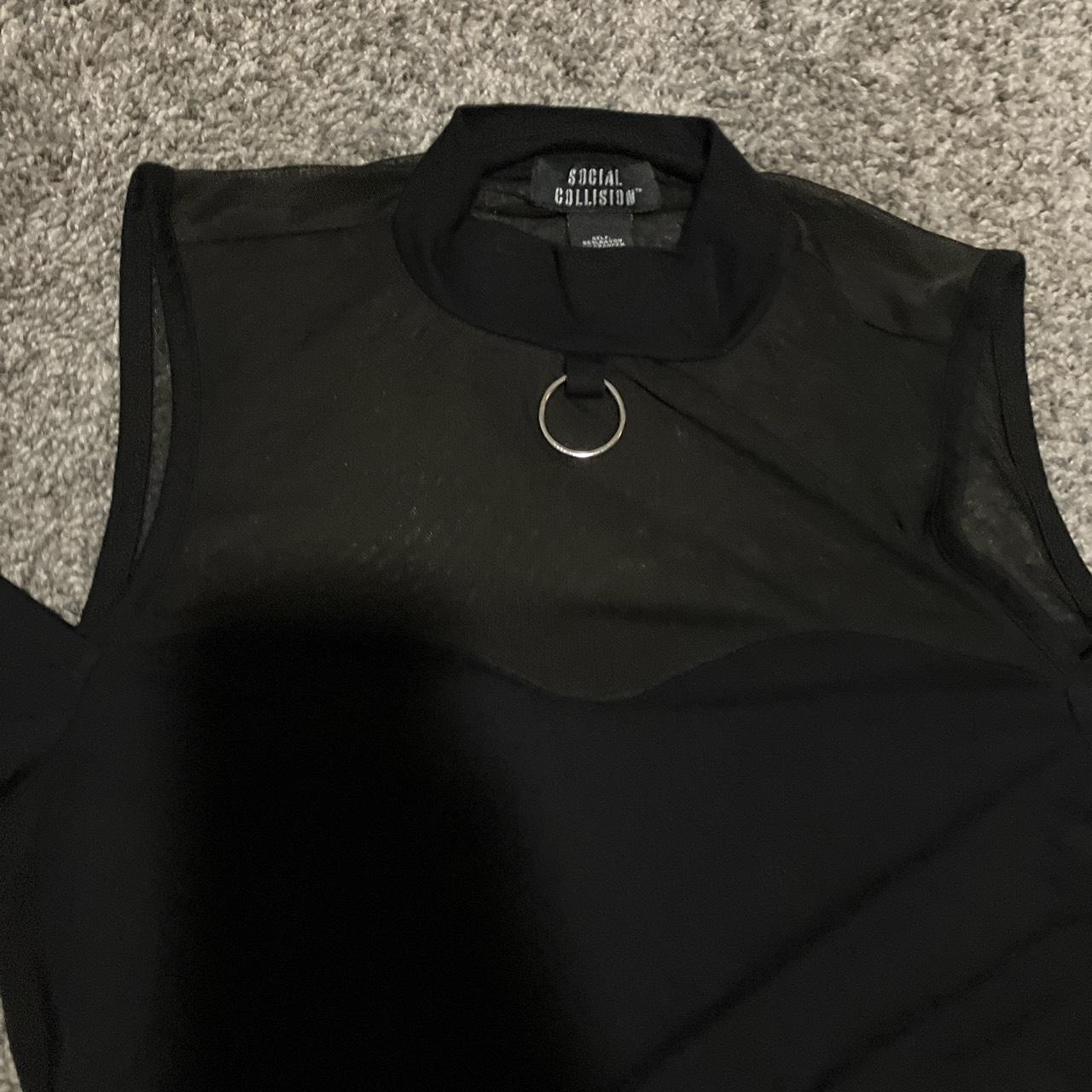 Shoulderless black hot topic gothic shirt long... - Depop