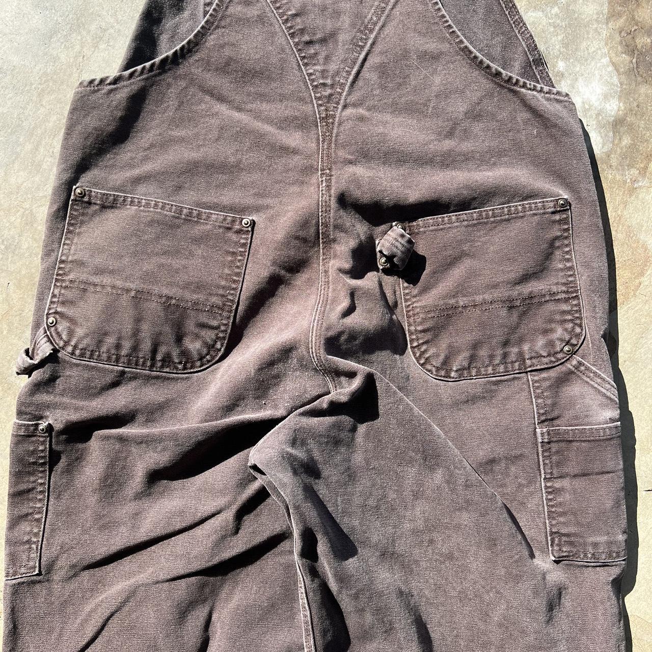 Carhartt Dark Brown Double Knee Carpenter Overalls... - Depop