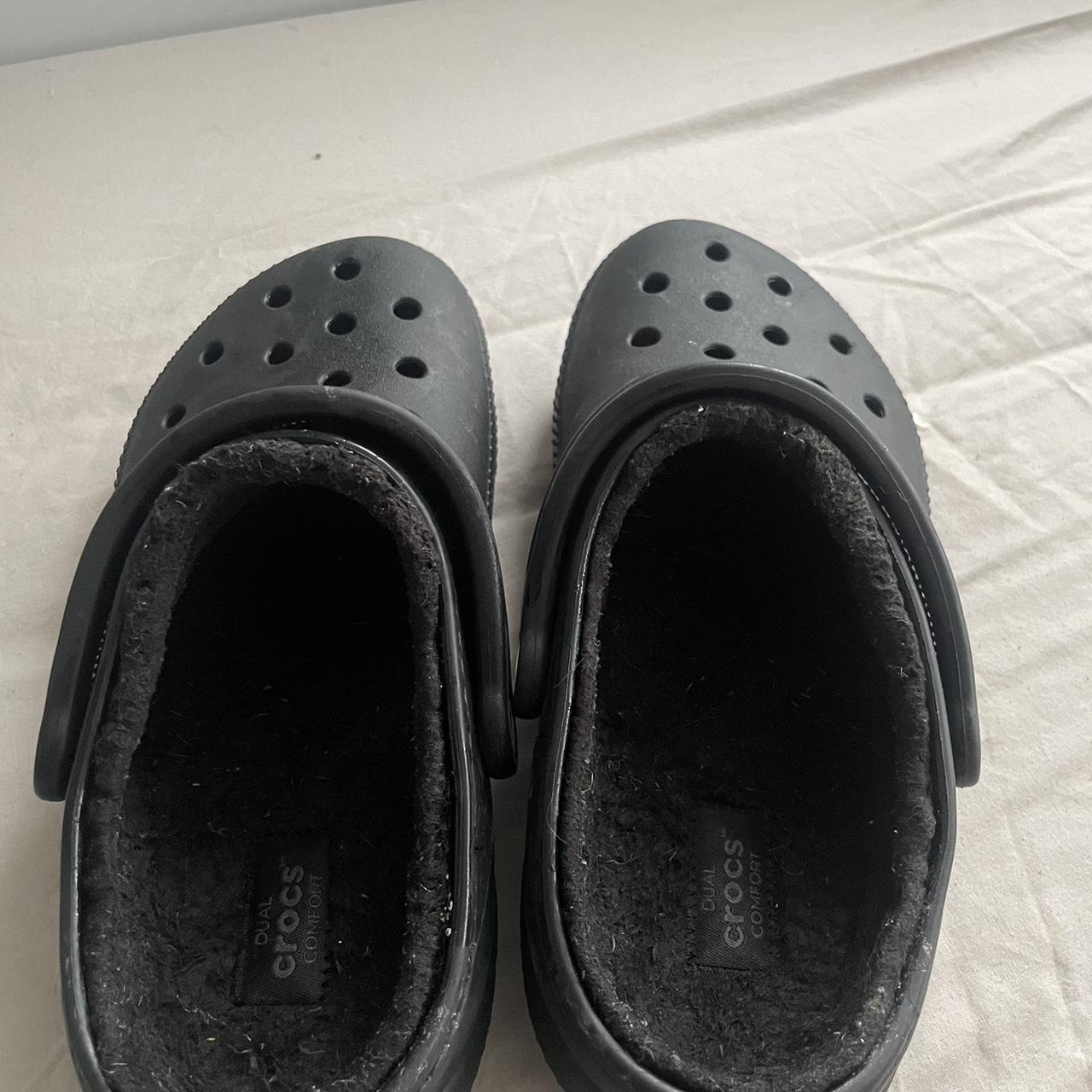 Black fluffy crocs size 5 been worn a few times as... - Depop