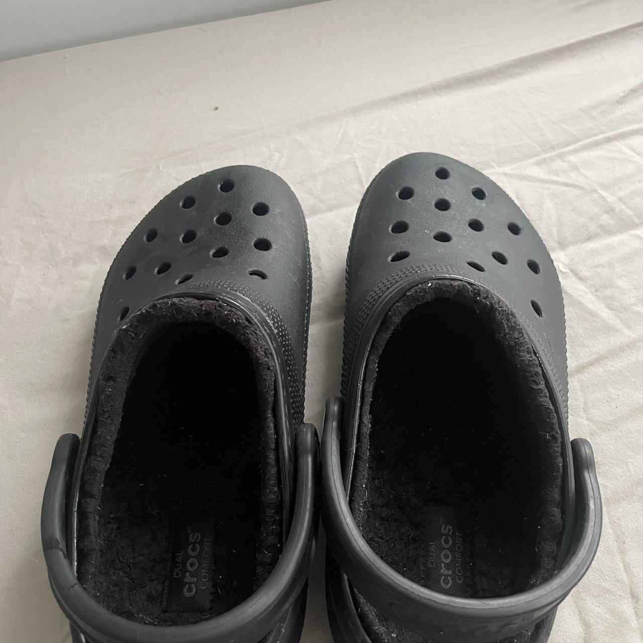Black fluffy crocs size 5 been worn a few times as... - Depop