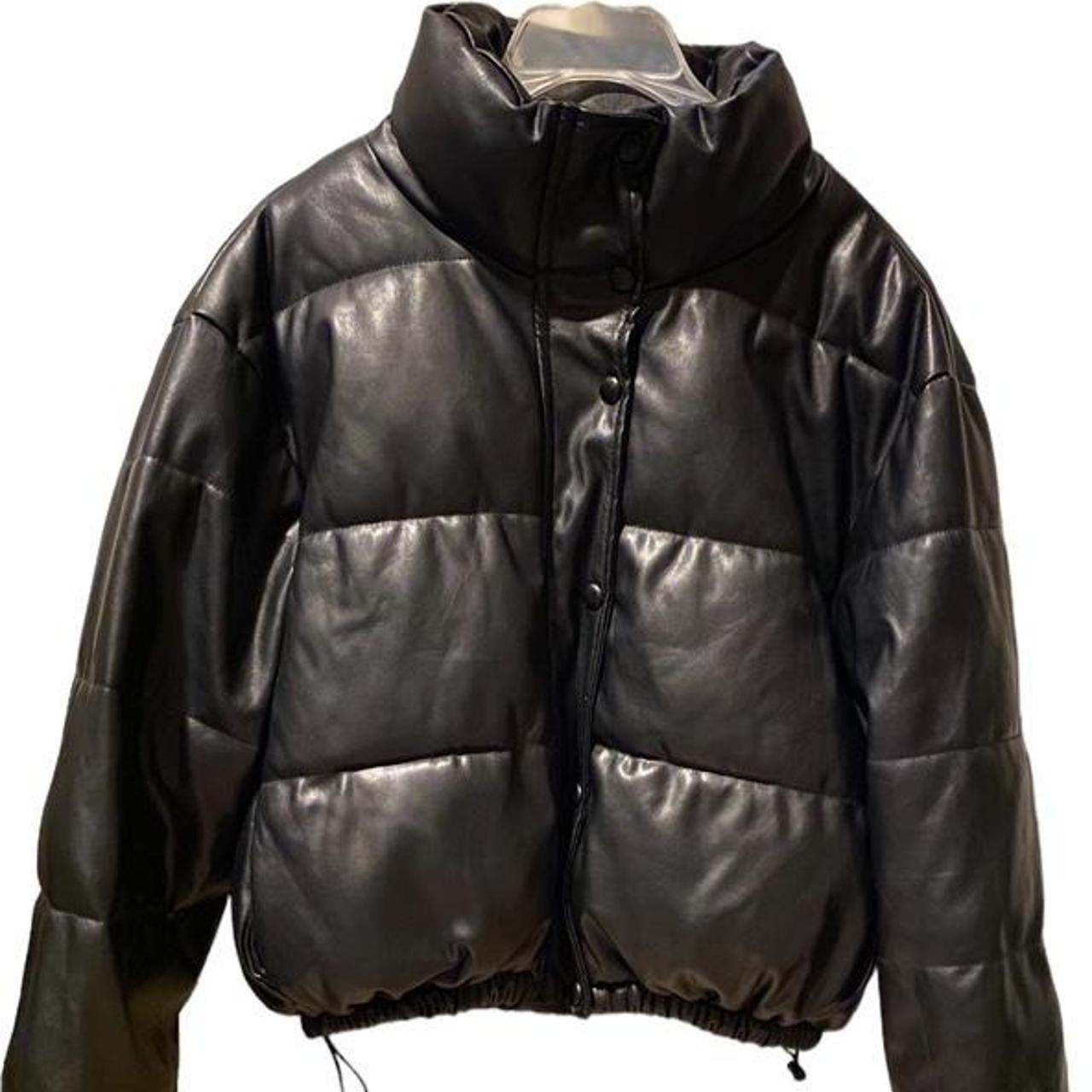 Cropped Leather Bubble Jacket Size medium #leather - Depop