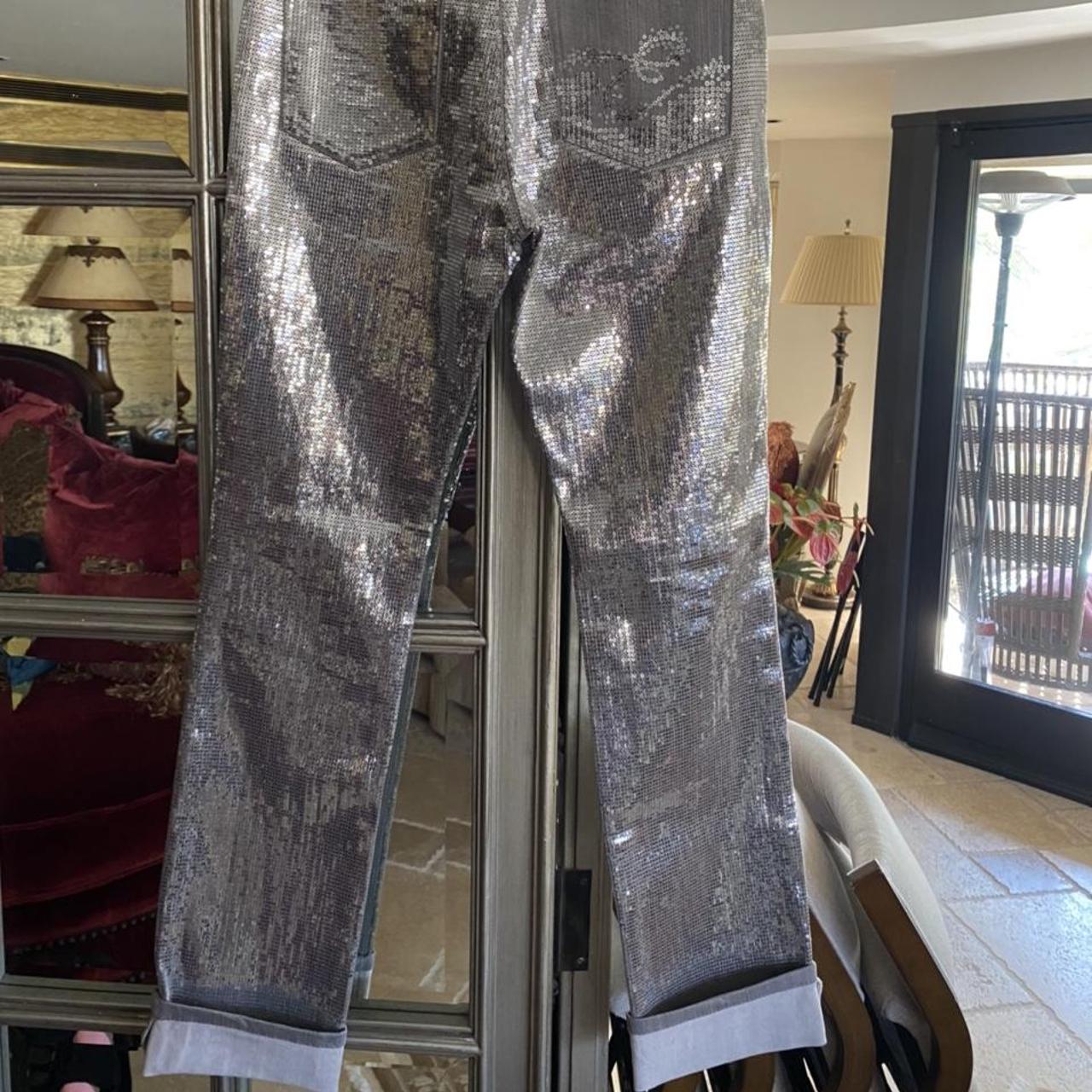 Escada, size 36, vintage, cuffed sequence jeans. - Depop