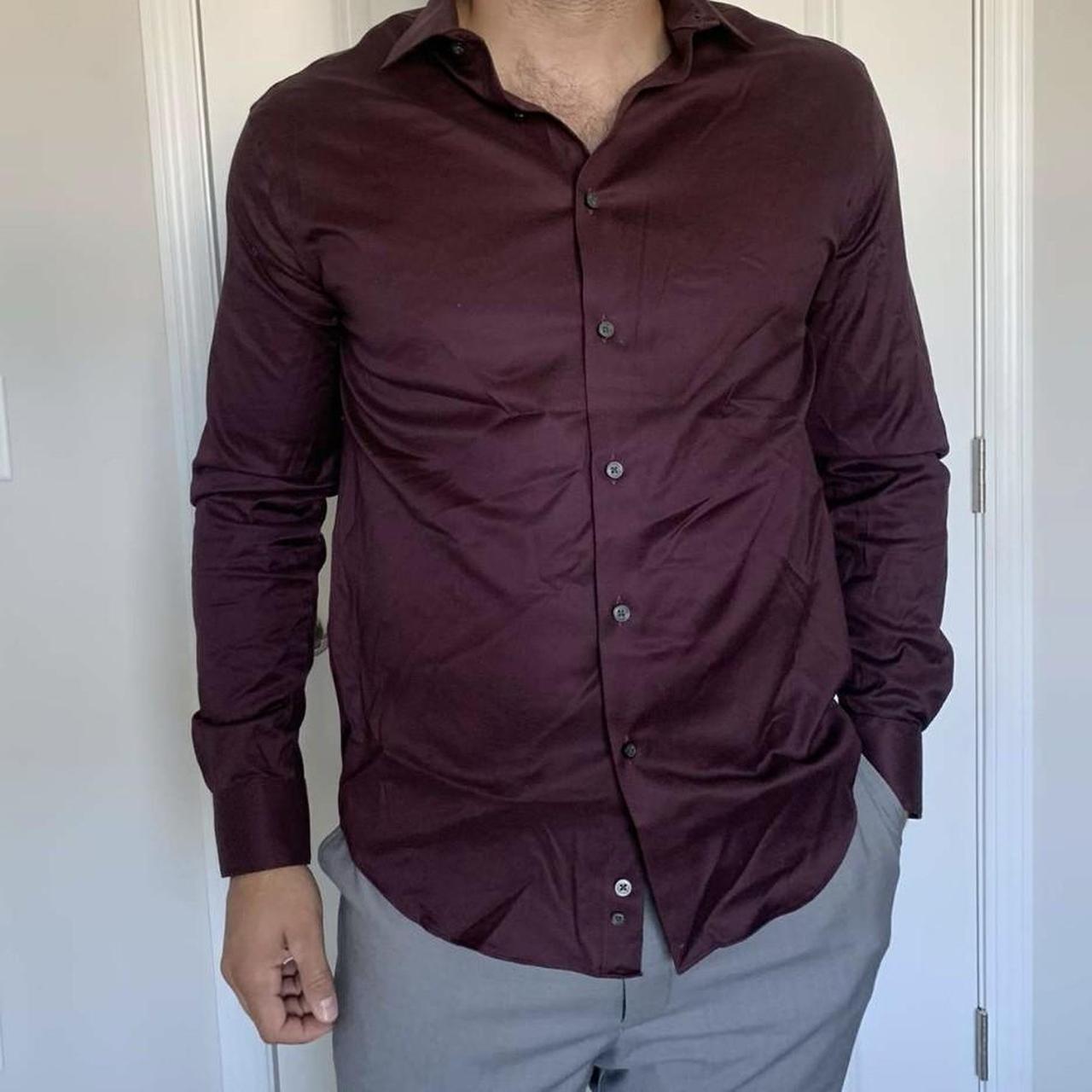 Kenneth Cole maroon button up dress shirt. Size... - Depop