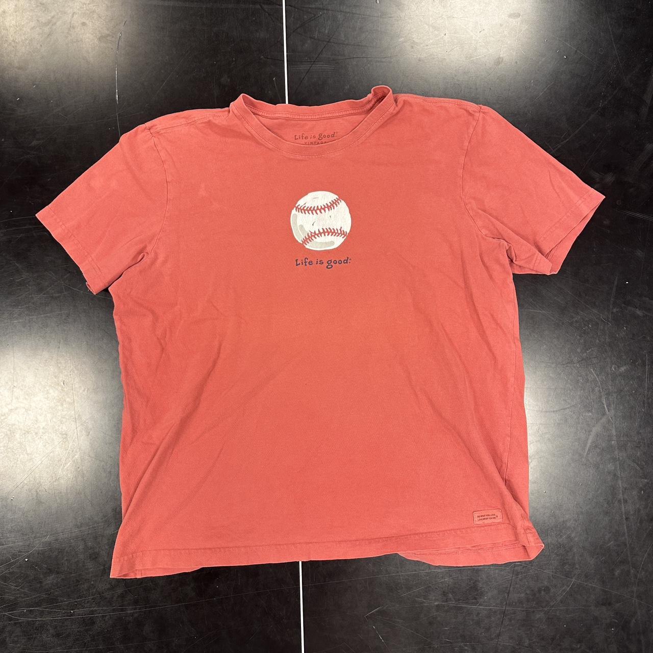 Life is Good Vintage XL Red Baseball Tee - Life is... - Depop