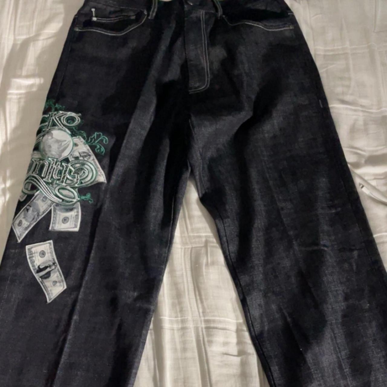 Crazy designed ecko unltd jeans with money design... - Depop
