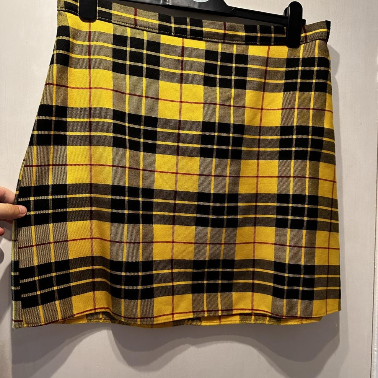 Check yellow, black and red skirt Checkered yellow,... - Depop