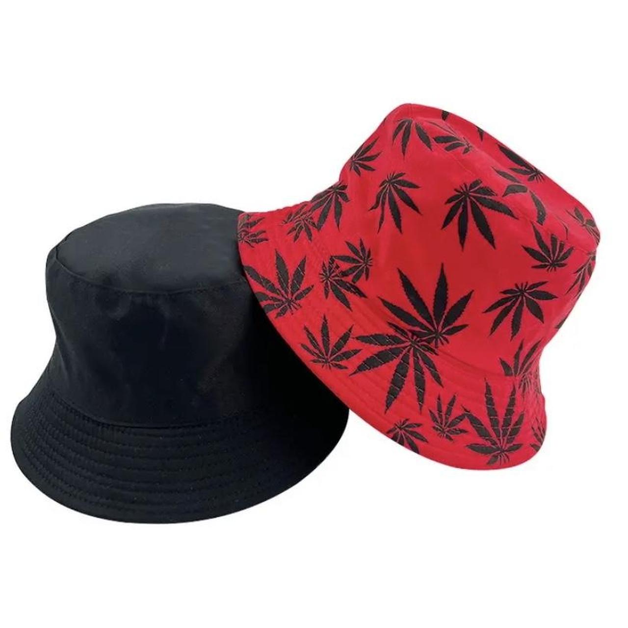 RED & BLACK Reversible Bucket Weed Plant Fisherman... - Depop