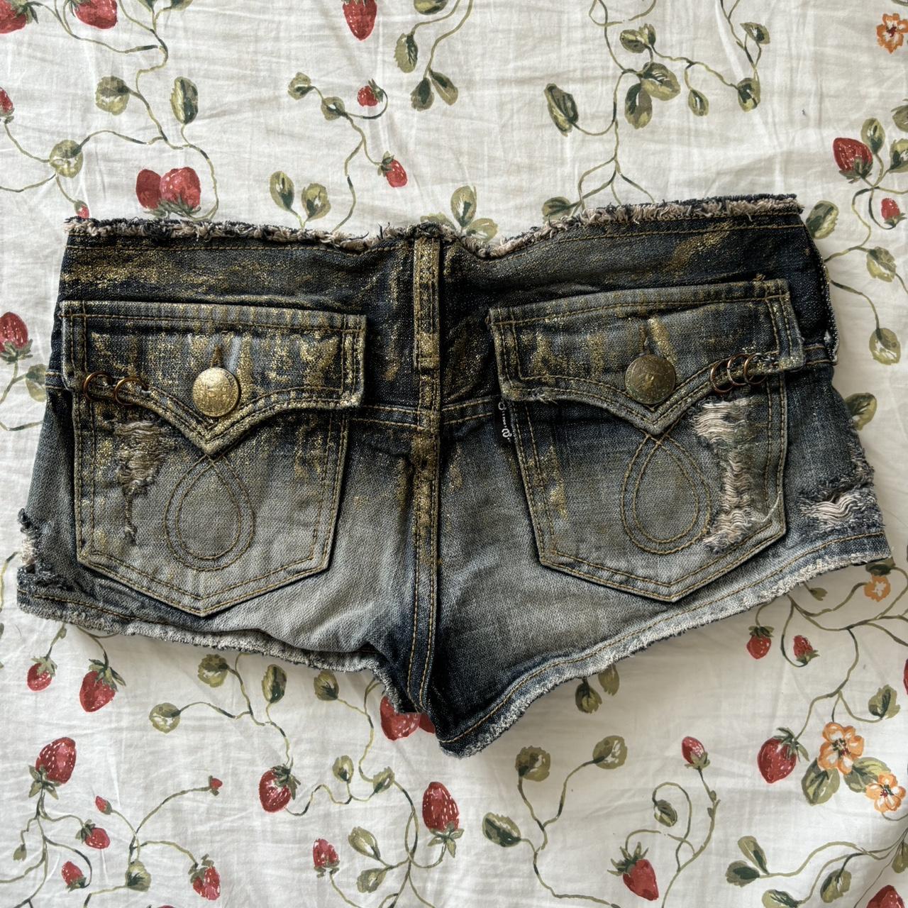 gyaru micro mini metallic dia shorts... - Depop