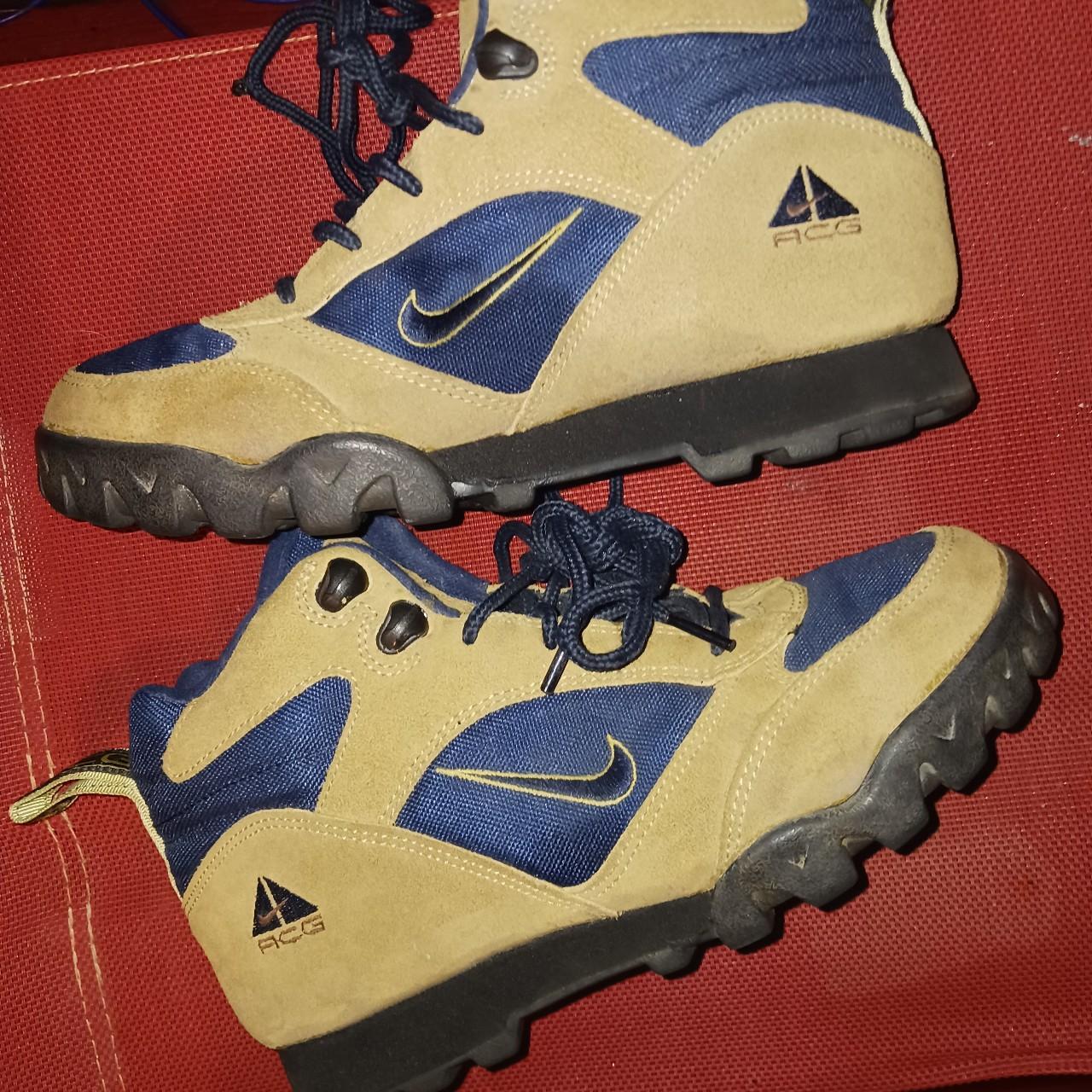 Nike ACG Boots Outdoor Hiking Trail Shoes Brown Blue... - Depop