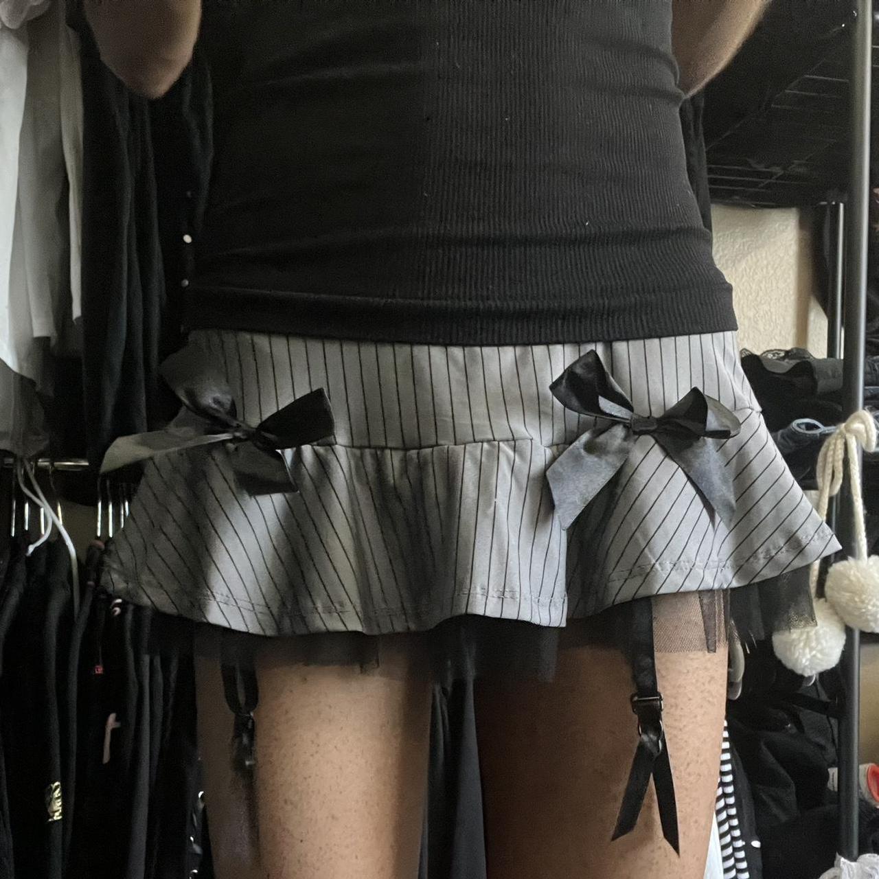 NO OFFERS 😸 body rage gray pinstripe micro mini... - Depop