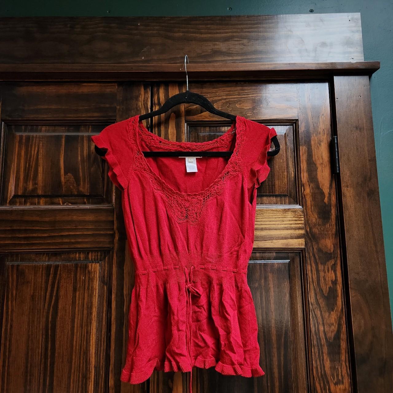 Nanette report brand Size large Deep red top with... - Depop