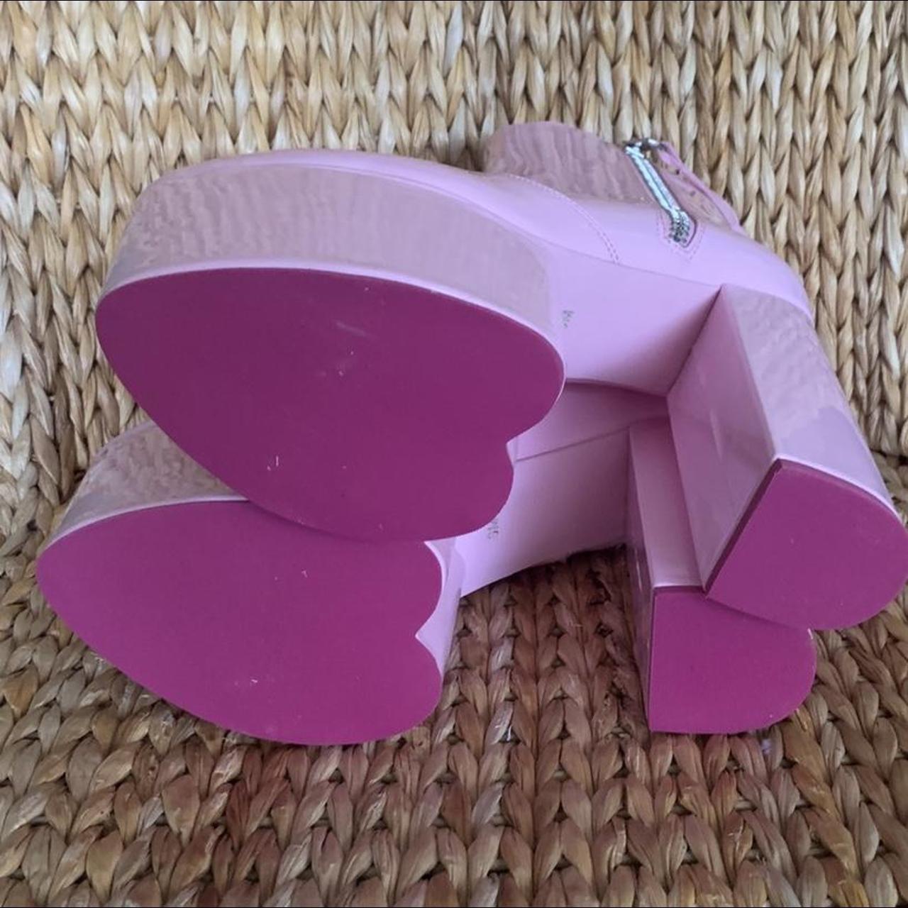 New Sugar Thrillz Pink Patent Heart Stomper Platform... | Depop