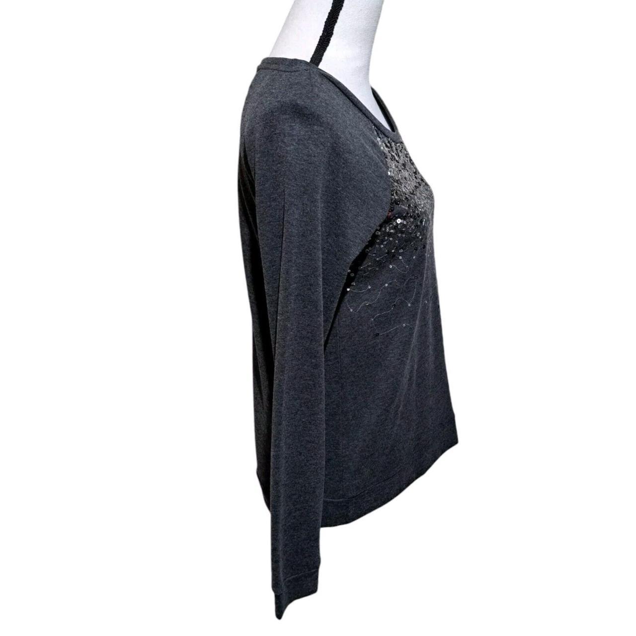 Joe Boxer Gray Sequined Front Pullover Sweatshirt... - Depop