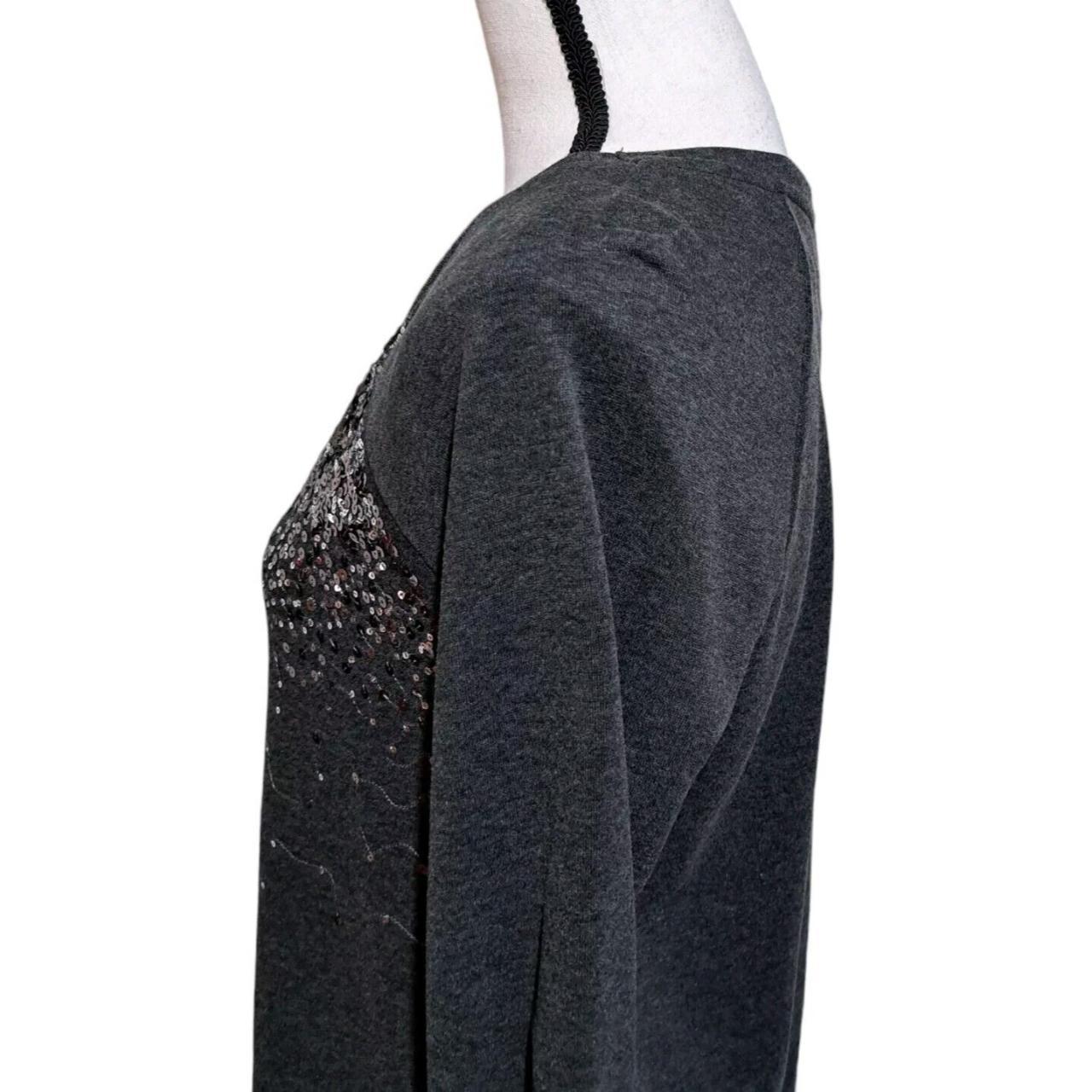 Joe Boxer Gray Sequined Front Pullover Sweatshirt... - Depop