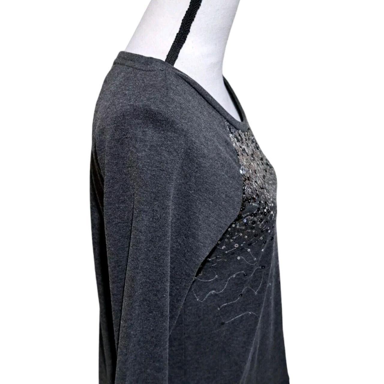 Joe Boxer Gray Sequined Front Pullover Sweatshirt... - Depop