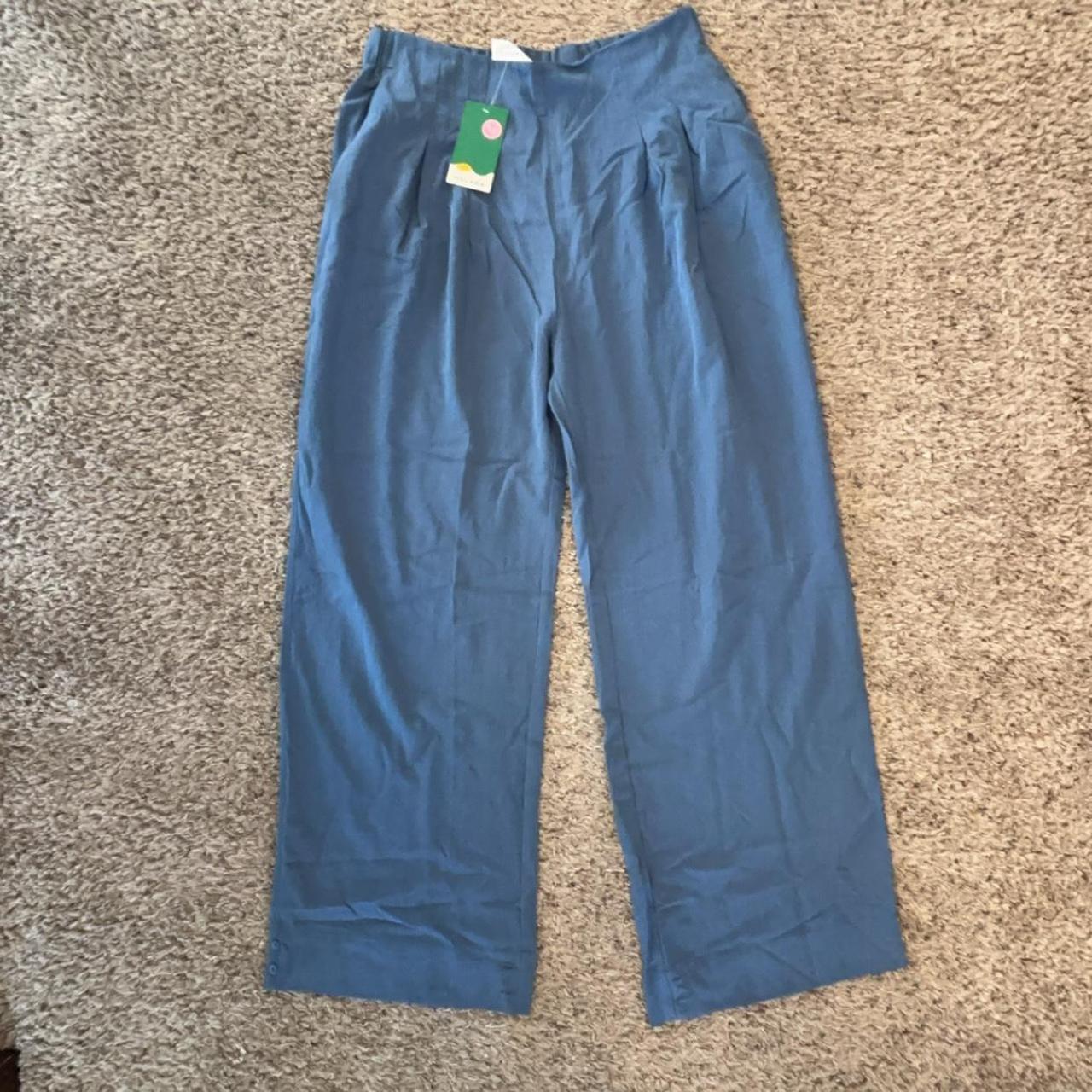 blue brand new halara wide leg pants tags still on... - Depop