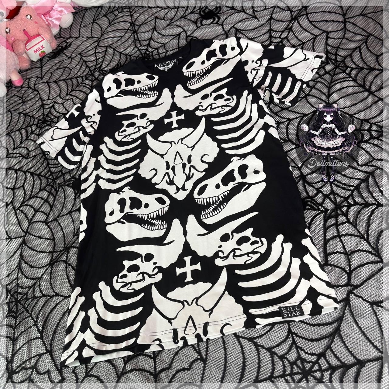 Dinosaur skeleton t shirt by Killstar. Labelled size... | Depop