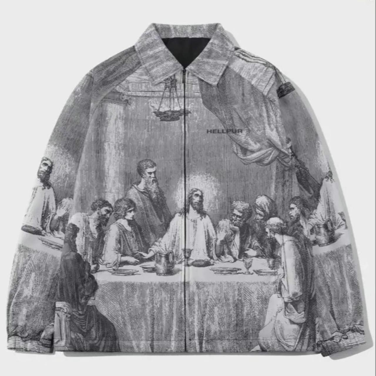 Black & whitej Jesus jacket #jacket #collar #hoodie | Depop