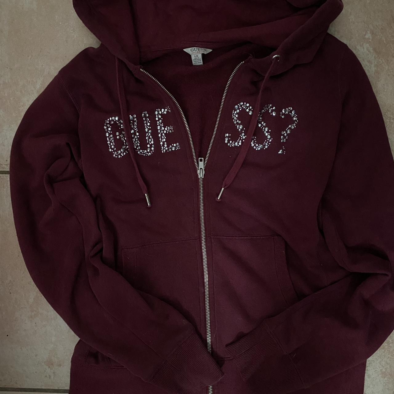 red burgundy guess jacket fits like a m #2000s... - Depop