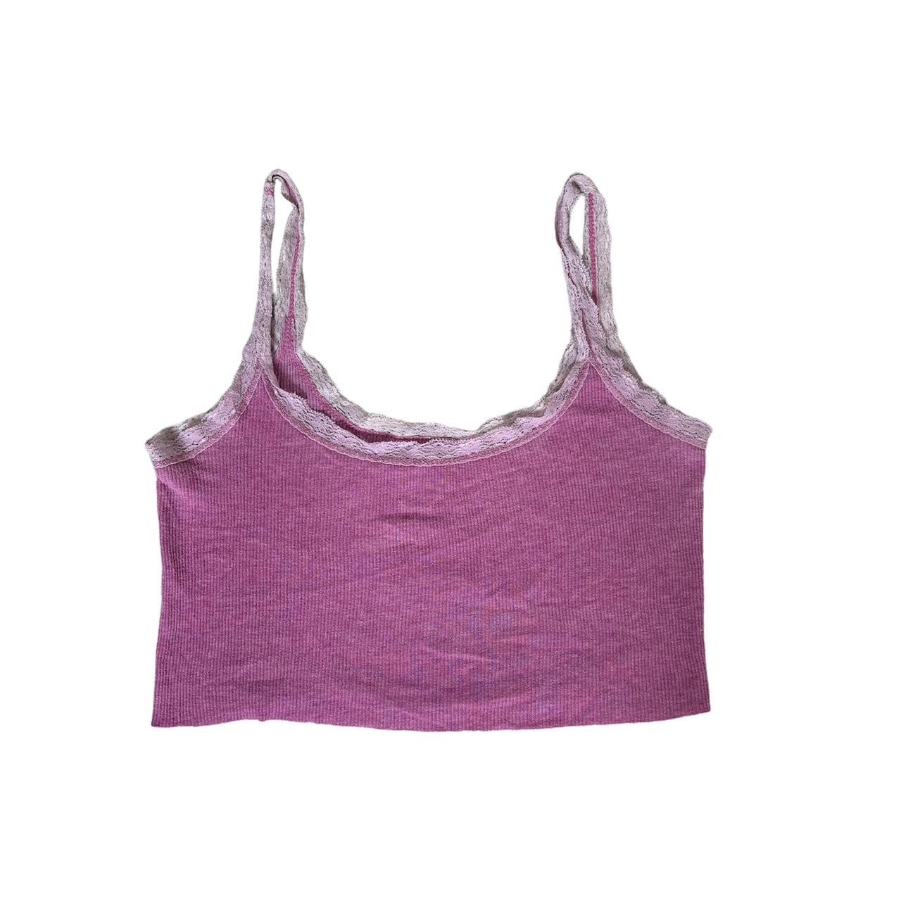Cropped pink lace cami🩷 Size small but can also fit... - Depop