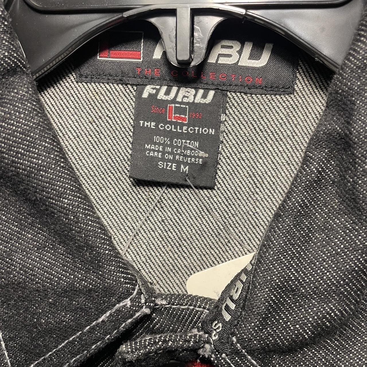 fubu jeans black jean jacket gently worn price... - Depop