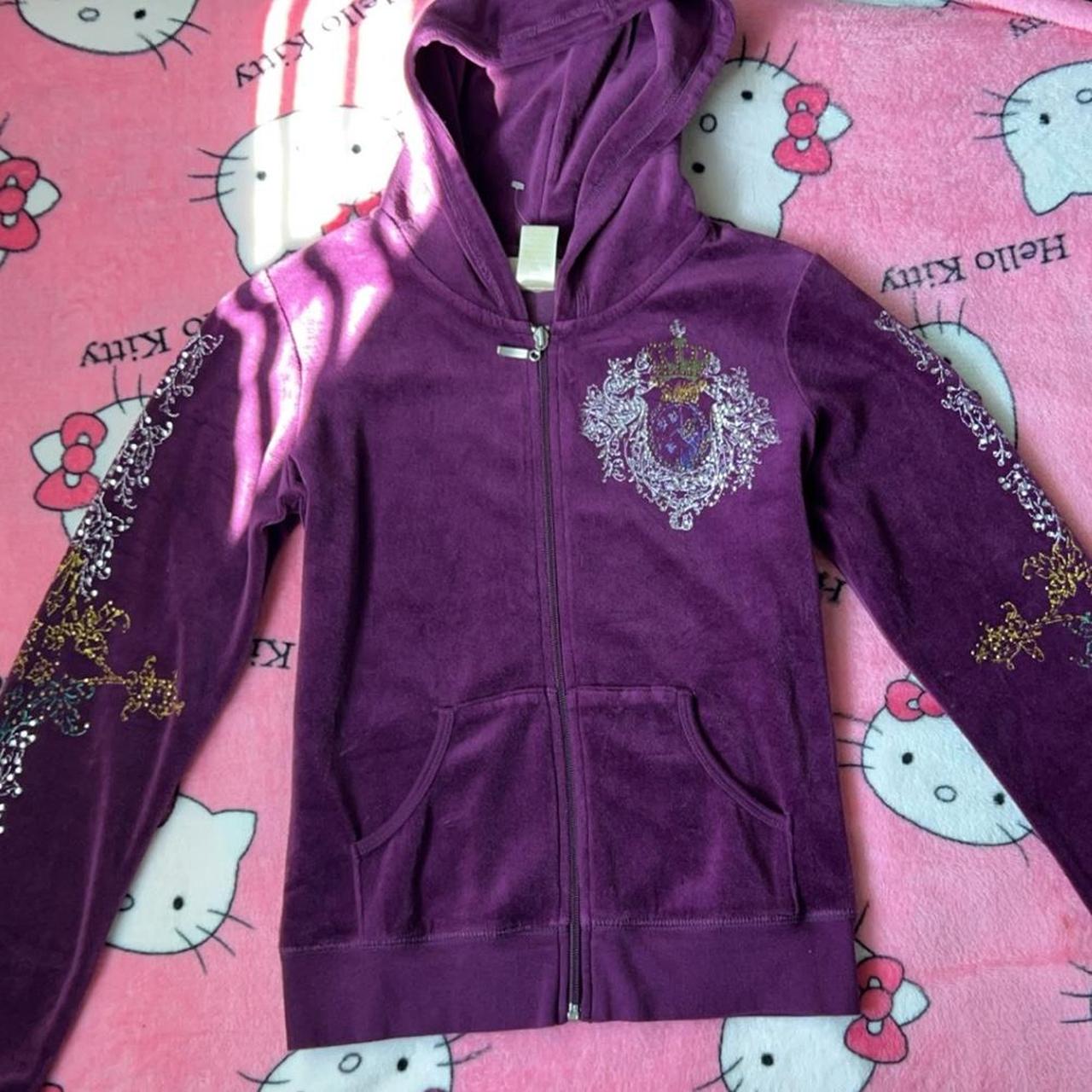 purple y2k velour zip up size small #y2k... - Depop
