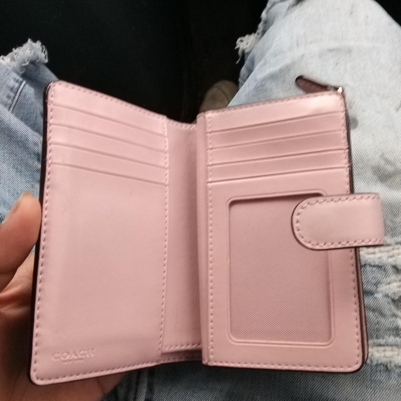 Small coach pink women's wallet (coin holder card... - Depop