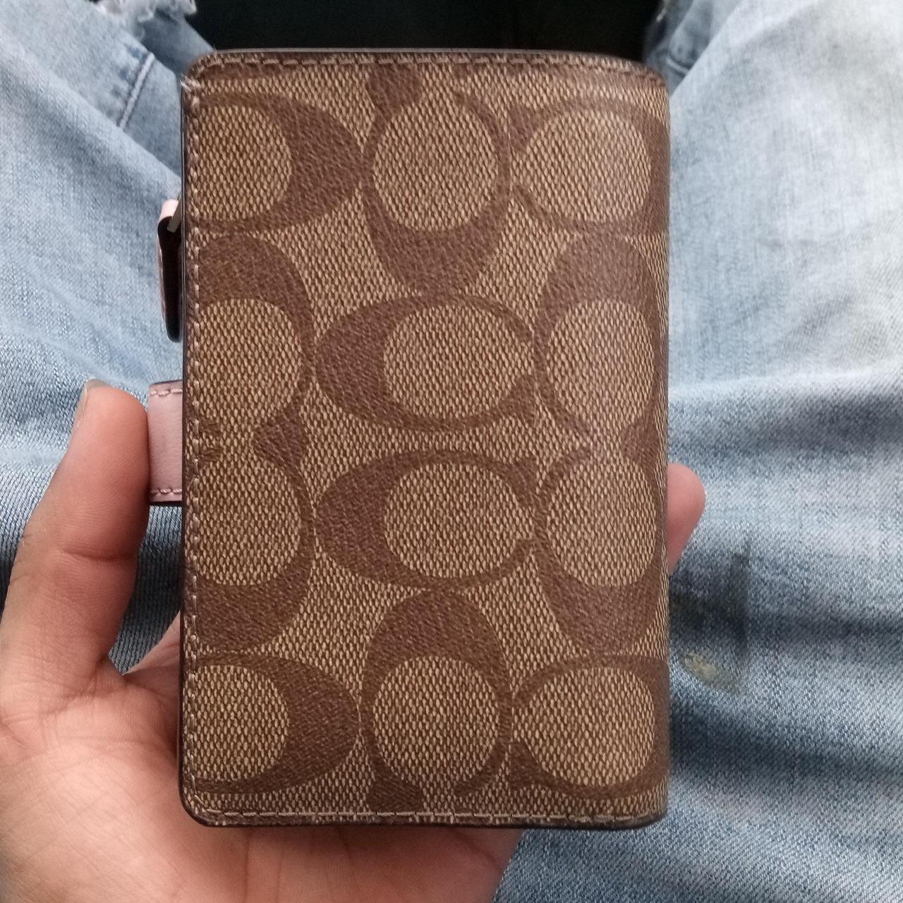 Small coach pink women's wallet (coin holder card... - Depop