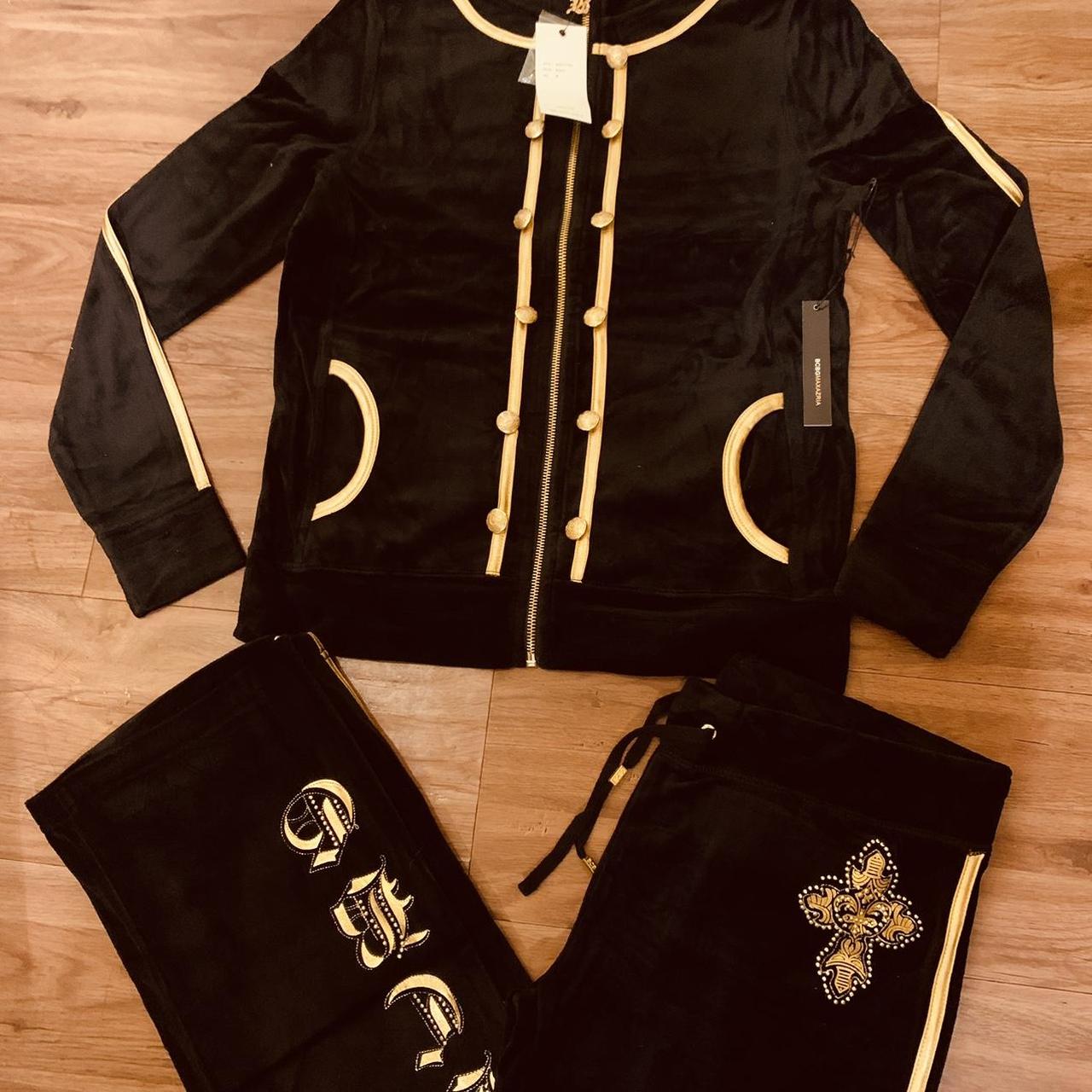 BCBG velour tracksuit set Gold rhinestone... - Depop
