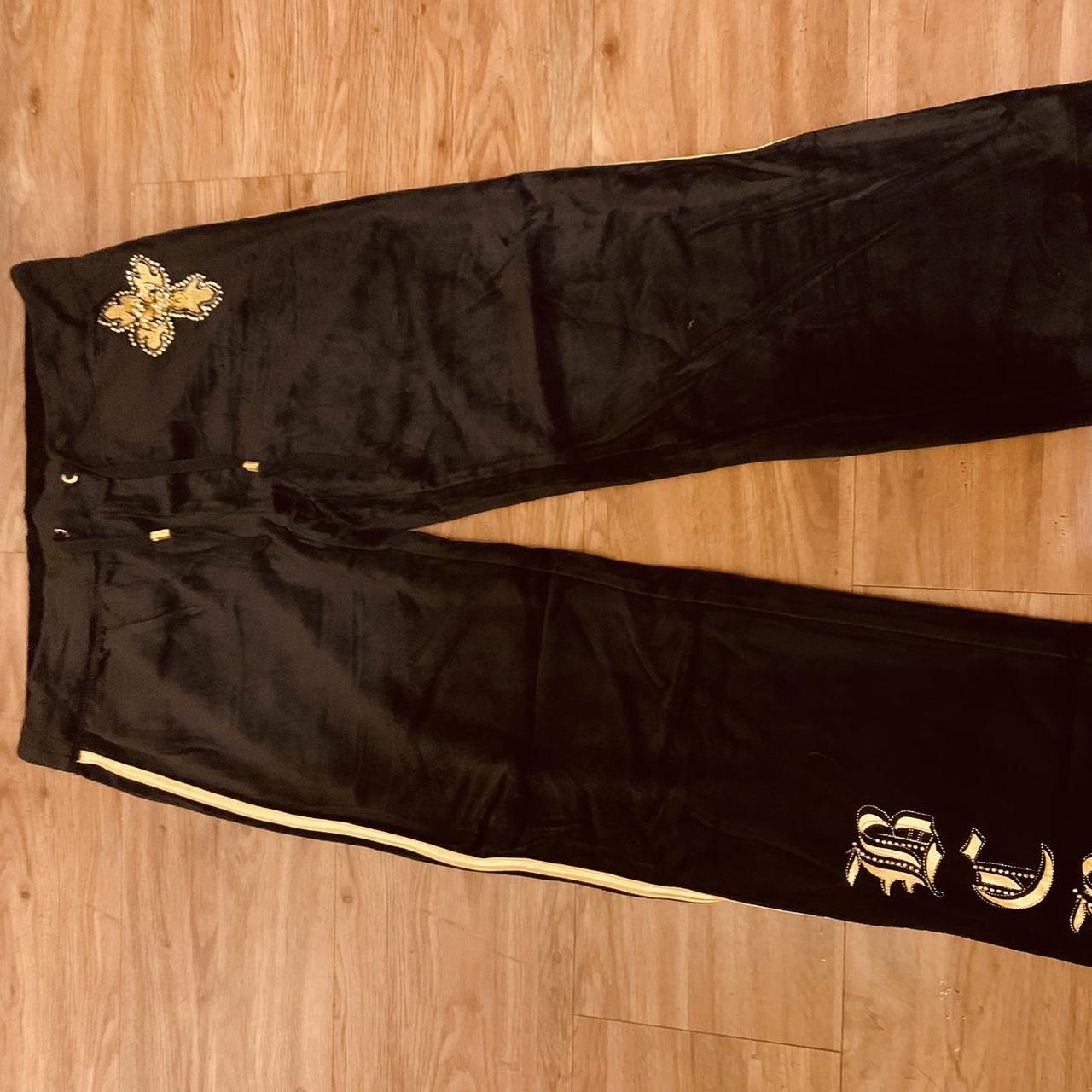 BCBG velour tracksuit set Gold rhinestone... - Depop