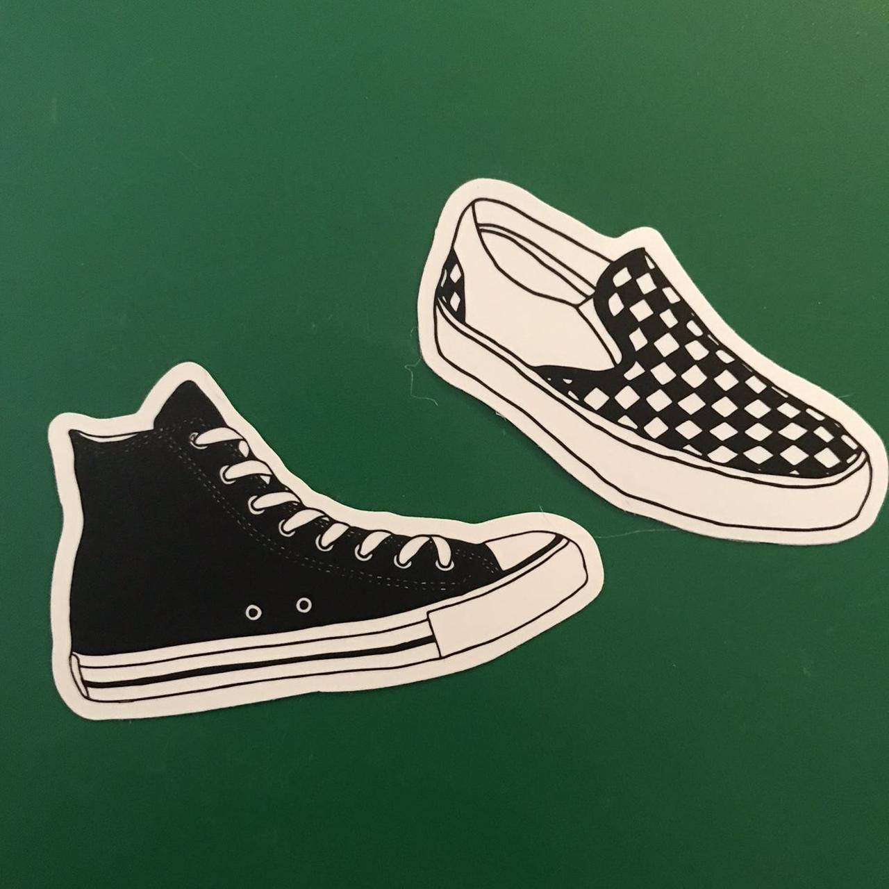 Converse and vans shoe stickers black and white - Depop